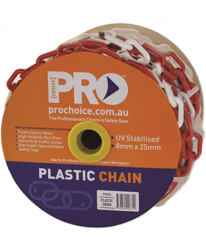 8mm RED/WHITE plastic chain. Length 25mt. Per roll - ProChoice